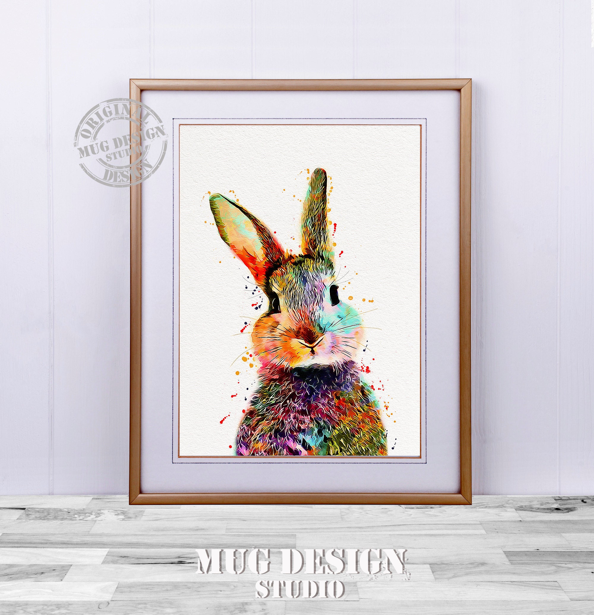 Rabbit Print Bunny Print Watercolor Painting Nursery Wall | Etsy