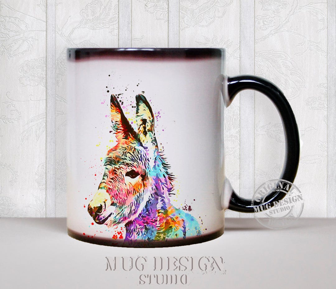 Donkey Mug Watercolor Painting, Donkey Art, Coffee Mug, Ceramic Mug ...