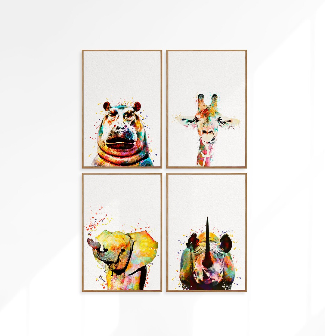 African Safari Watercolor Animals, Art Prints Nursery, Childrens Room ...