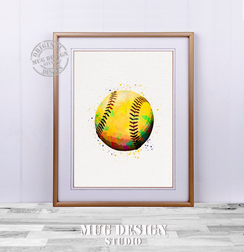 Softball Ball Art Softball Print Softball Watercolor - Etsy