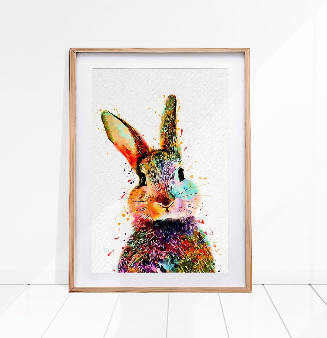 Rabbit Print Bunny Print Watercolor Painting Nursery Wall - Etsy