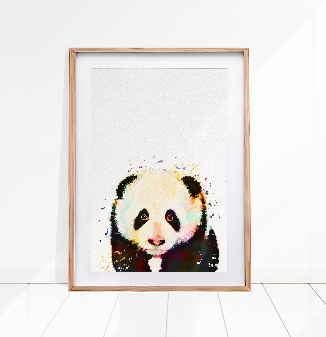 Panda Wall Art, Panda Print, Panda Watercolor Wall Hanging, Panda Decor ...