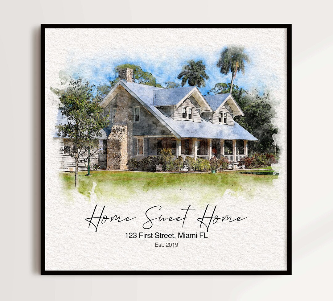 Custom House Portrait | House Portrait From Photo | Home Portrait ...