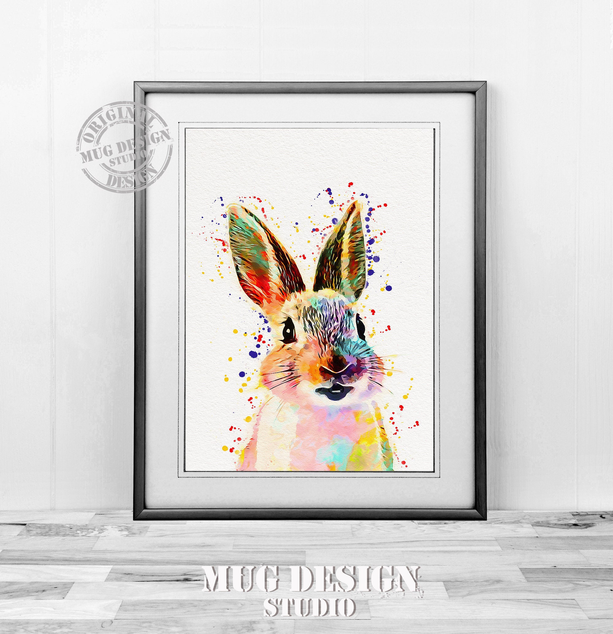 Nursery Animal Watercolor Prints Bunny Rabbit Nursery Wall | Etsy