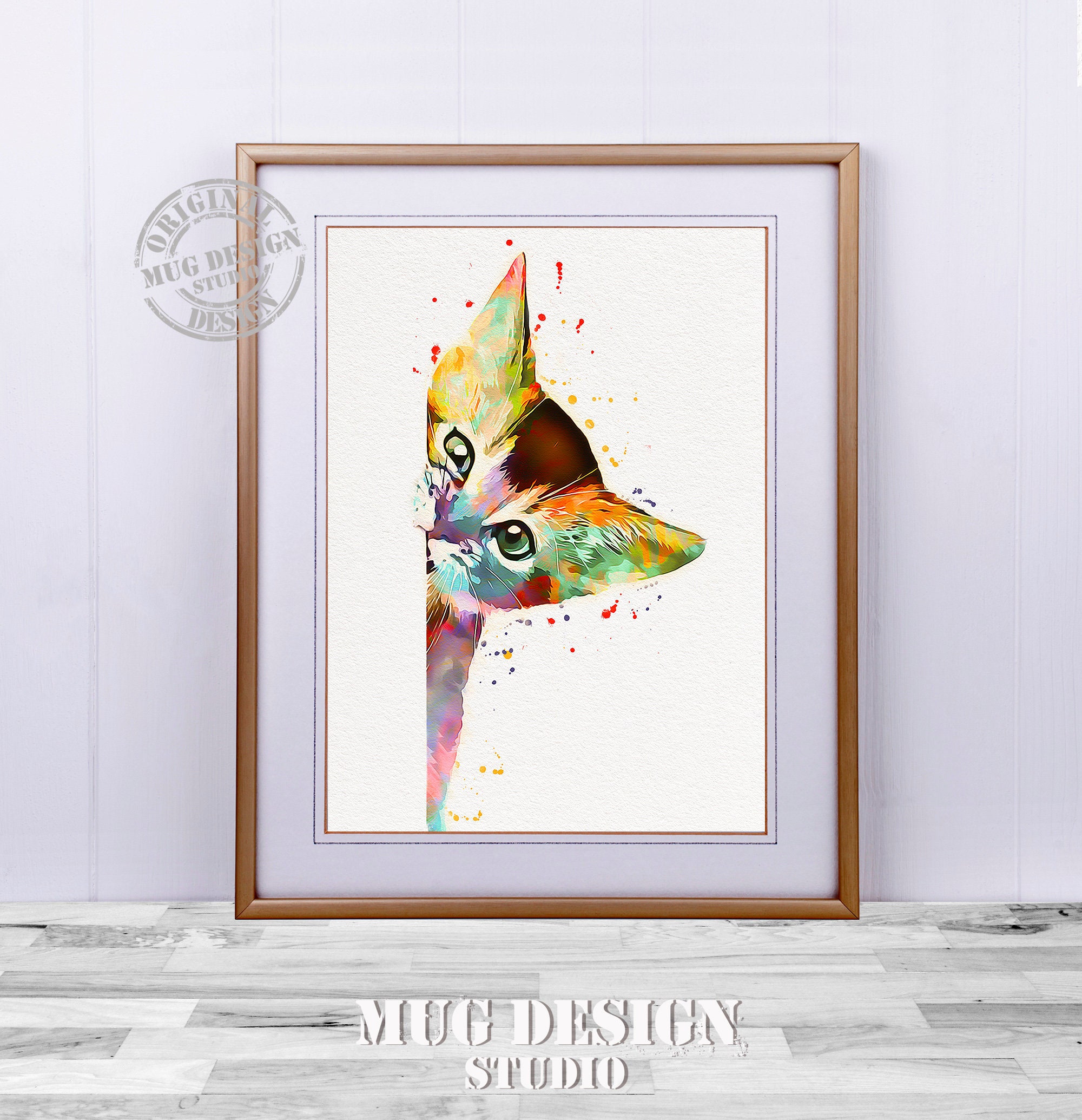 Cat Watercolor Print Cat Nursery Decor Cat Print Cat Wall | Etsy
