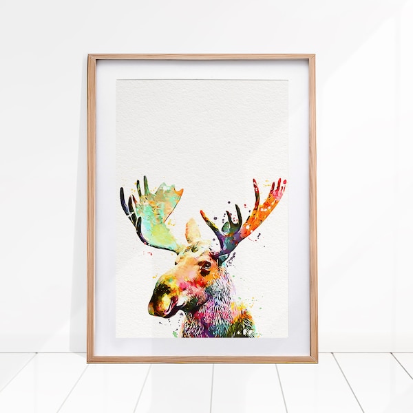 Moose Watercolor - Etsy