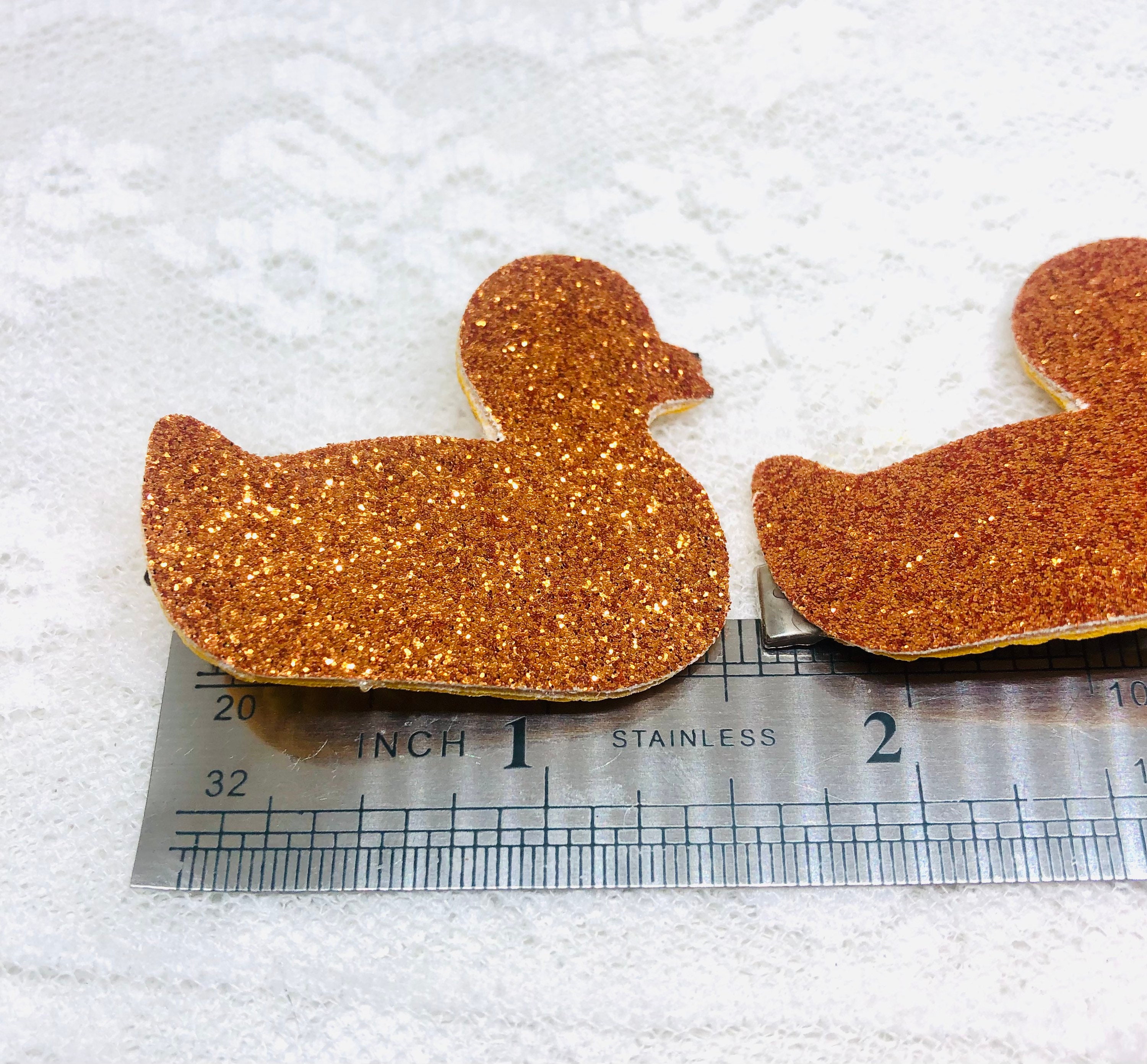 Glitter Rubber Duck Hair Clips: Faux Leather Yellow Duck Accessories - Etsy