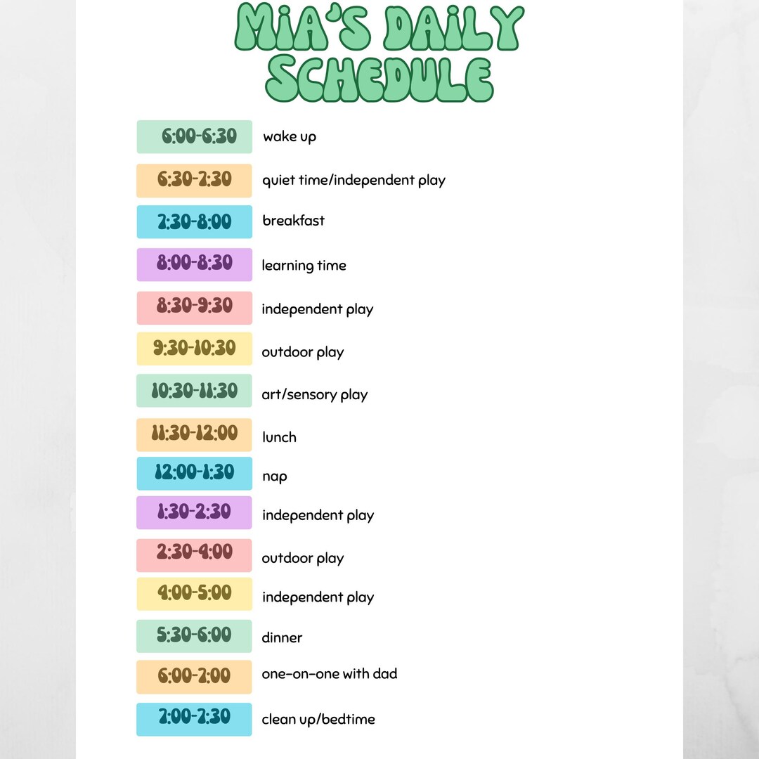Toddler Daily Schedule Editable Digital Template | Parenting/caregiving ...