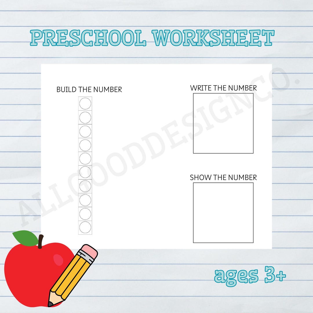 Preschool Homeschool Counting & Number Recognition Worksheet - Etsy