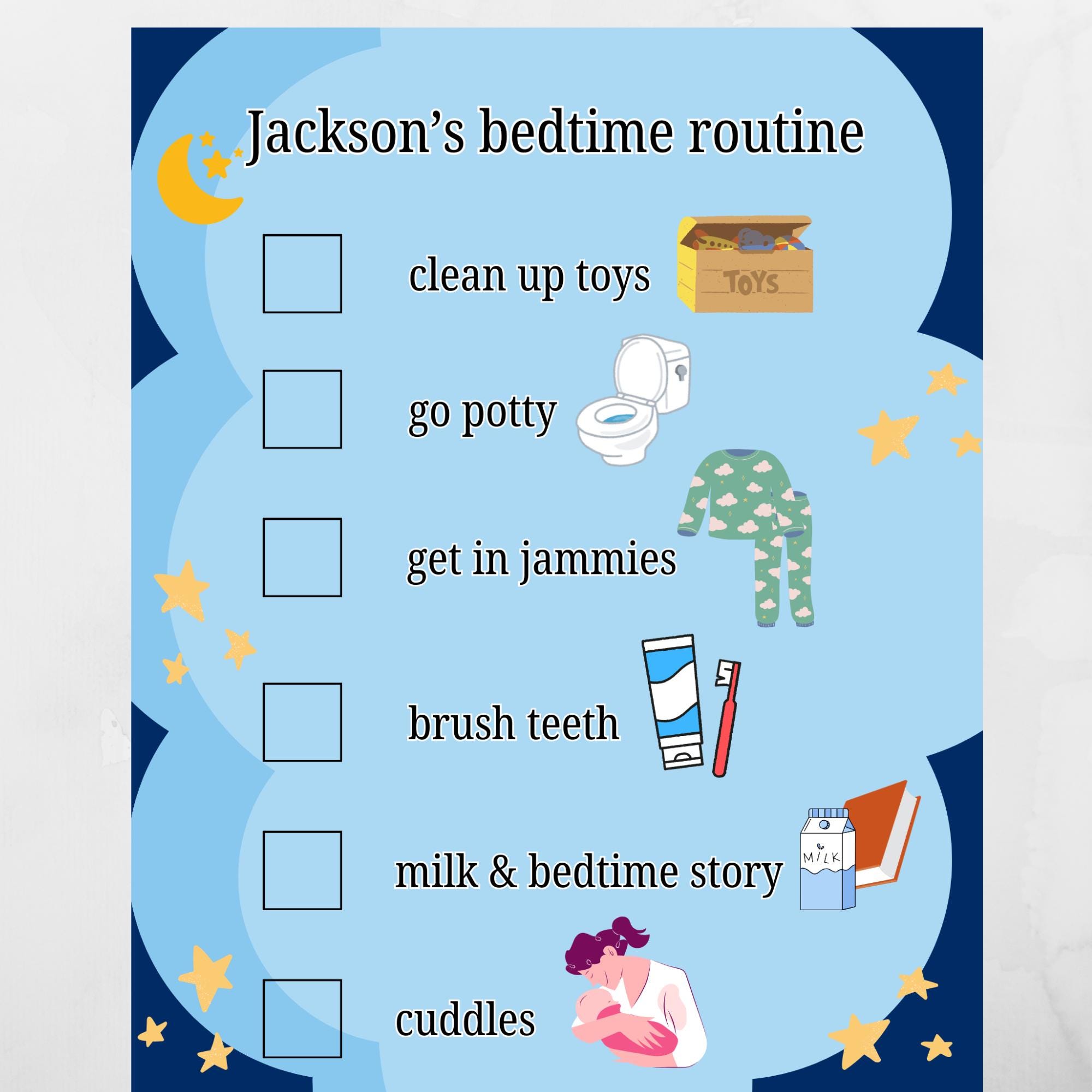 Toddler Bedtime Routine Checklist Editable Digital Template | Parenting ...