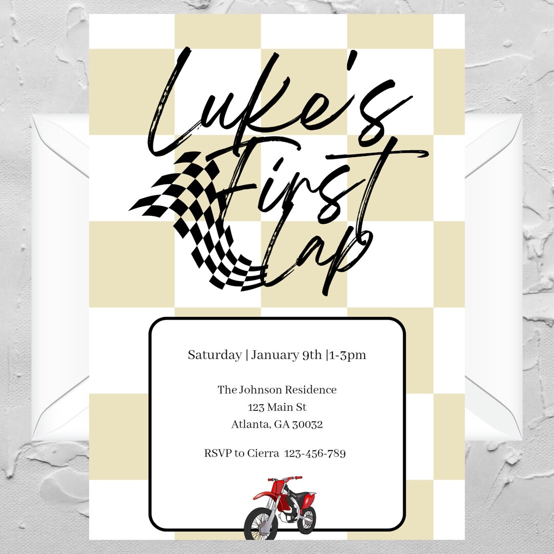 First Lap Birthday Party Invitation | First Birthday | Boy's Birthday ...