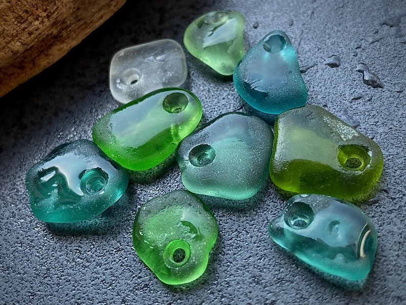 Drilled Small Sea Glass Set for Jewelry Making High Quality Marine ...