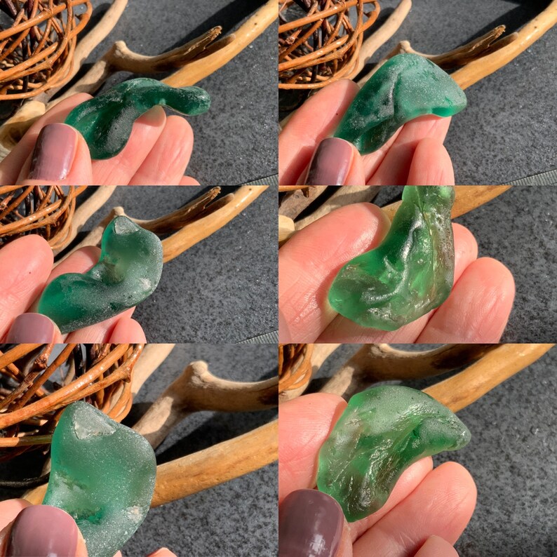 Extra Rare Bonfire Emerald Sea Glass Set Unusual Shape Melted Sea Glass ...