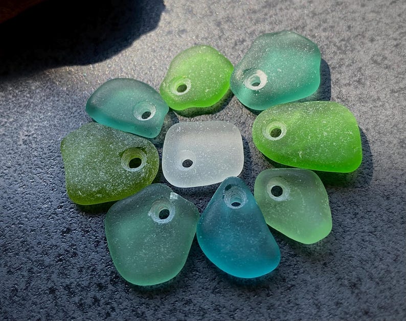 Drilled Small Sea Glass Set for Jewelry Making High Quality Marine ...