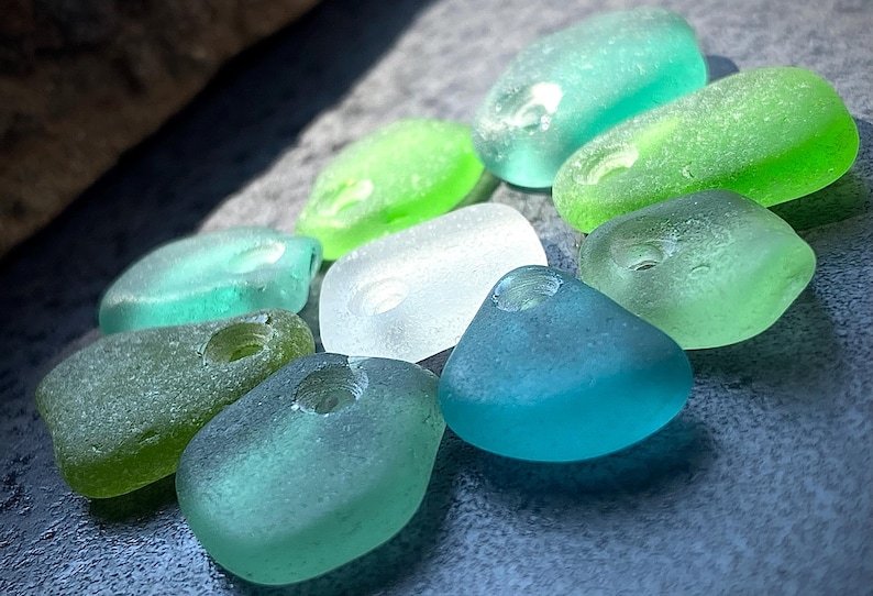 Drilled Small Sea Glass Set for Jewelry Making High Quality Marine ...
