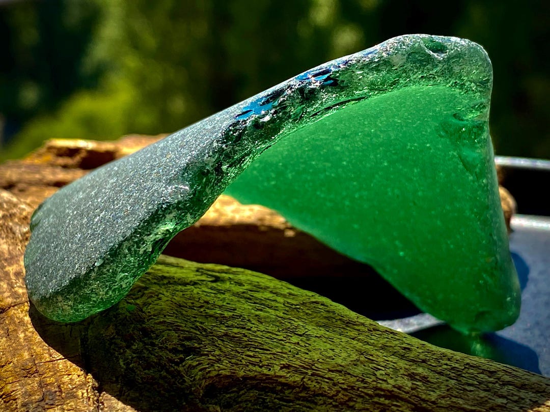 Huge Emerald Vintage Sea Glass for Home Decor Thick Old Sea Glass Frost ...