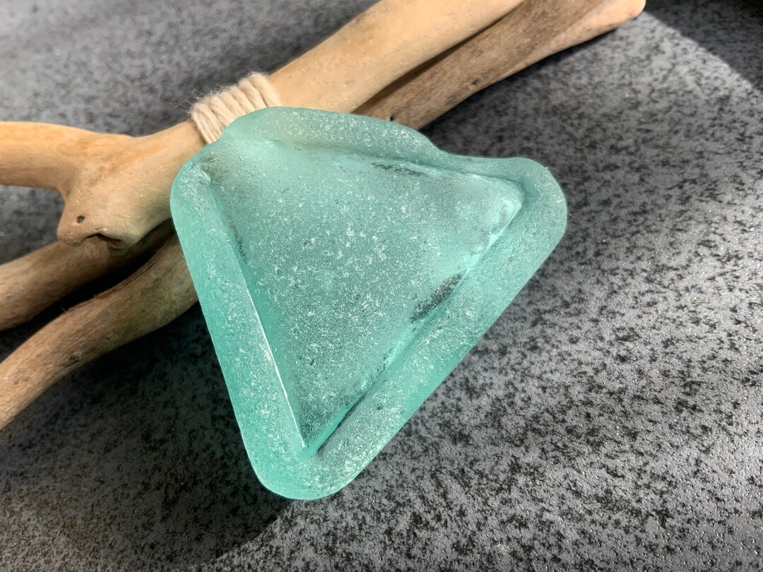 Aqua Blue Triangle Sea Glass Extra Old Frosted Bottle Bottom Sea Glass ...