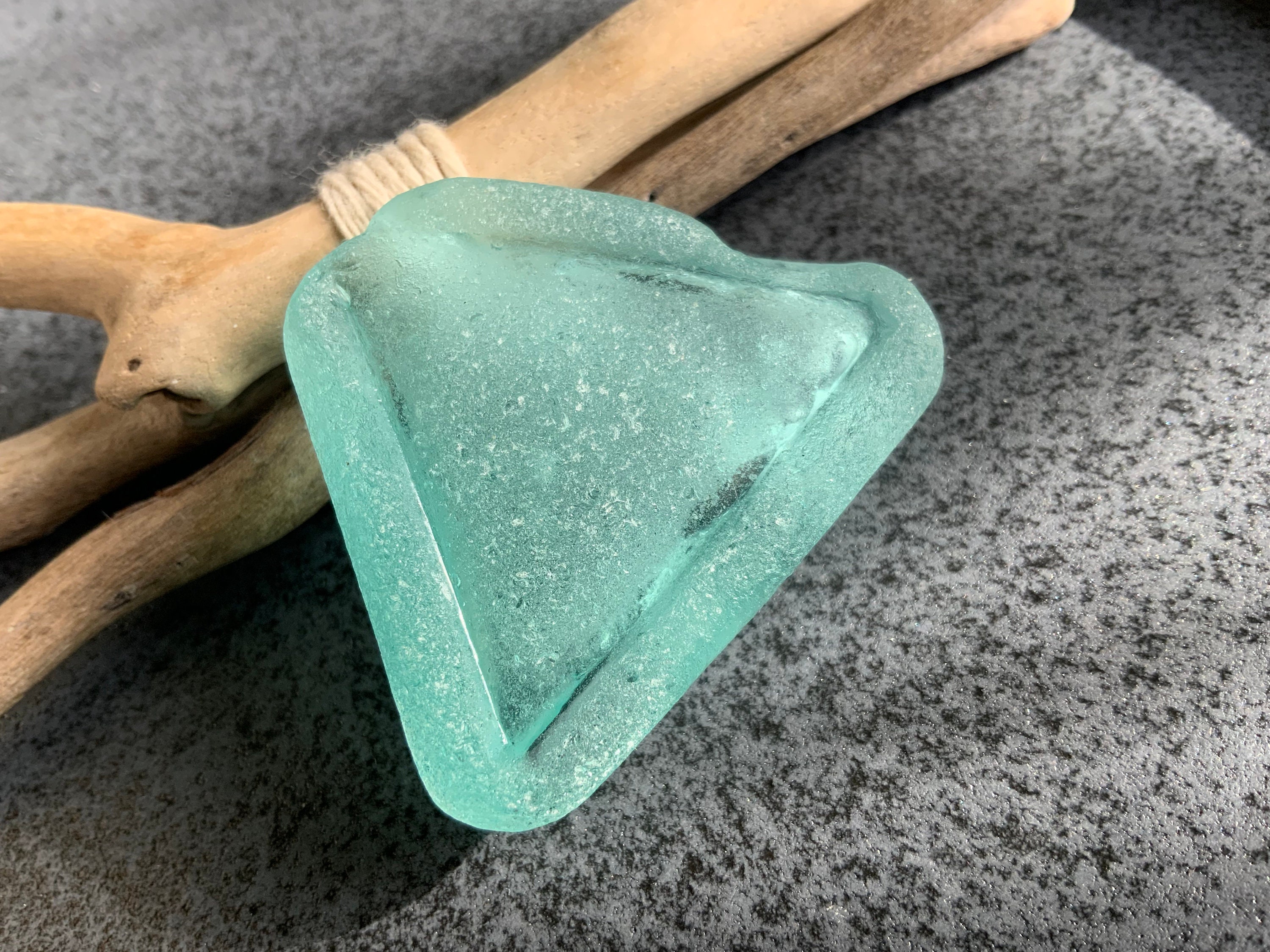 Aqua Blue Triangle Sea Glass Extra Old Frosted Bottle Bottom Sea Glass ...
