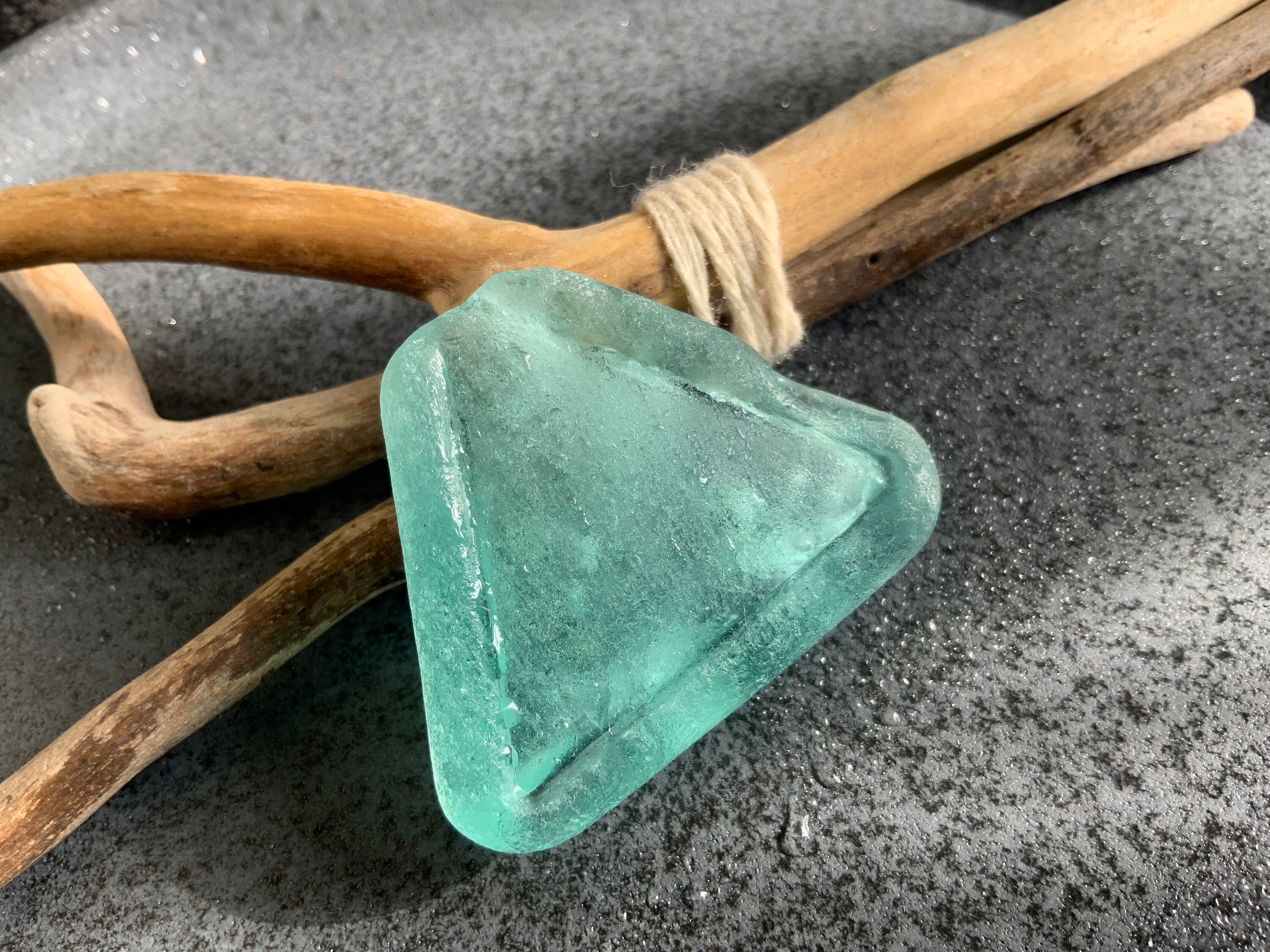 Aqua Blue Triangle Sea Glass Extra Old Frosted Bottle Bottom Sea Glass ...
