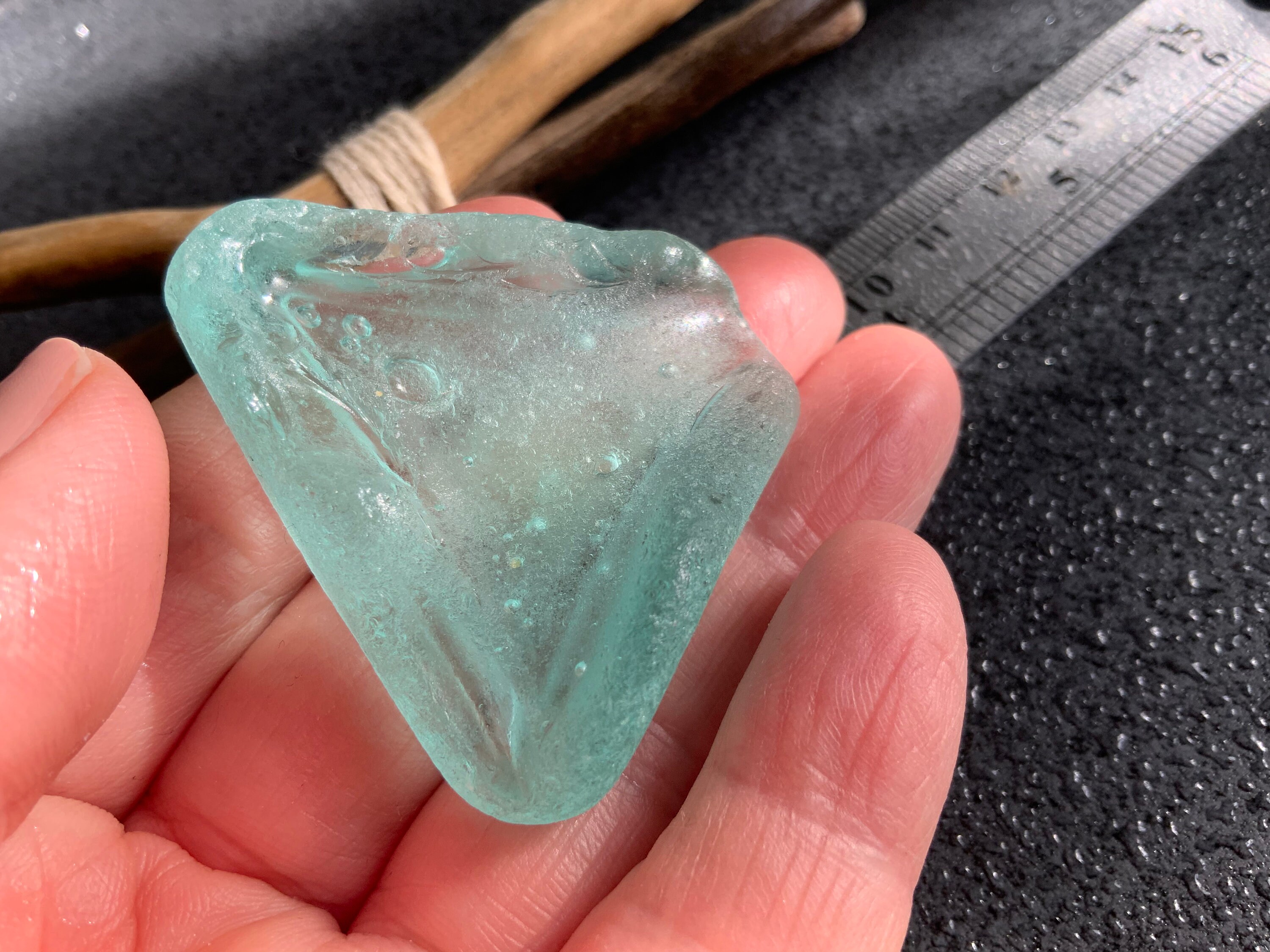 Aqua Blue Triangle Sea Glass Extra Old Frosted Bottle Bottom Sea Glass ...