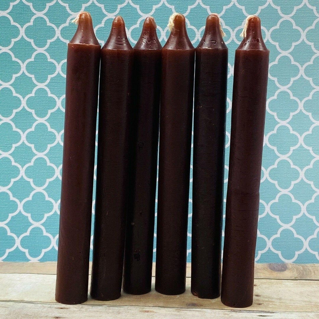 Wicca Candle 6 Set of Six Brown Taper Household Altar Ritual Casting ...