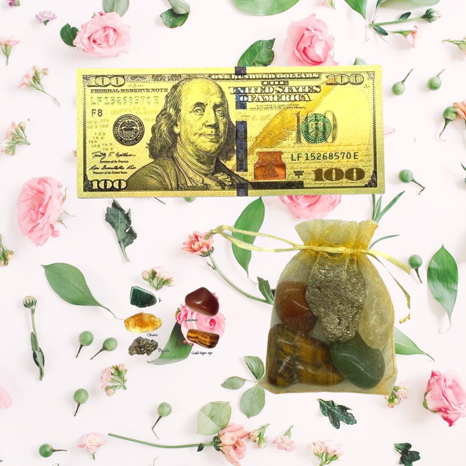 Money Kit Crystals & Gold Dollar Bill - Etsy