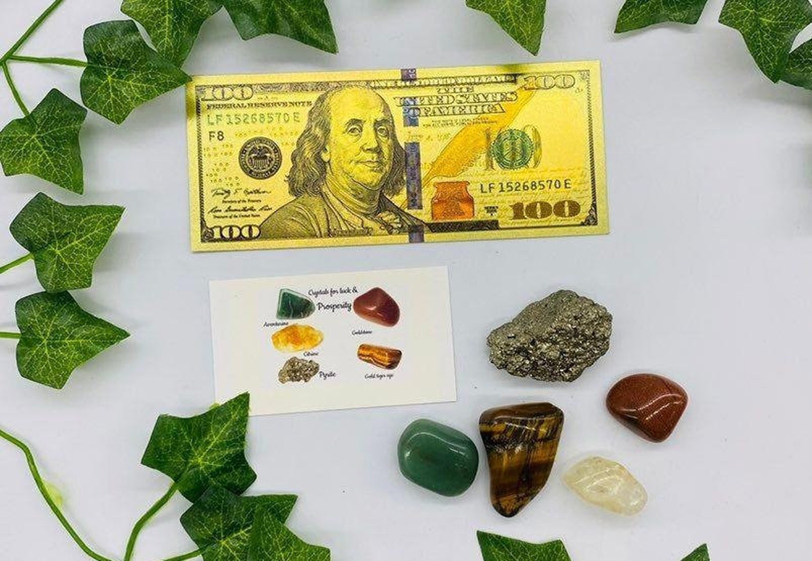 Money Kit Crystals & Gold Dollar Bill - Etsy