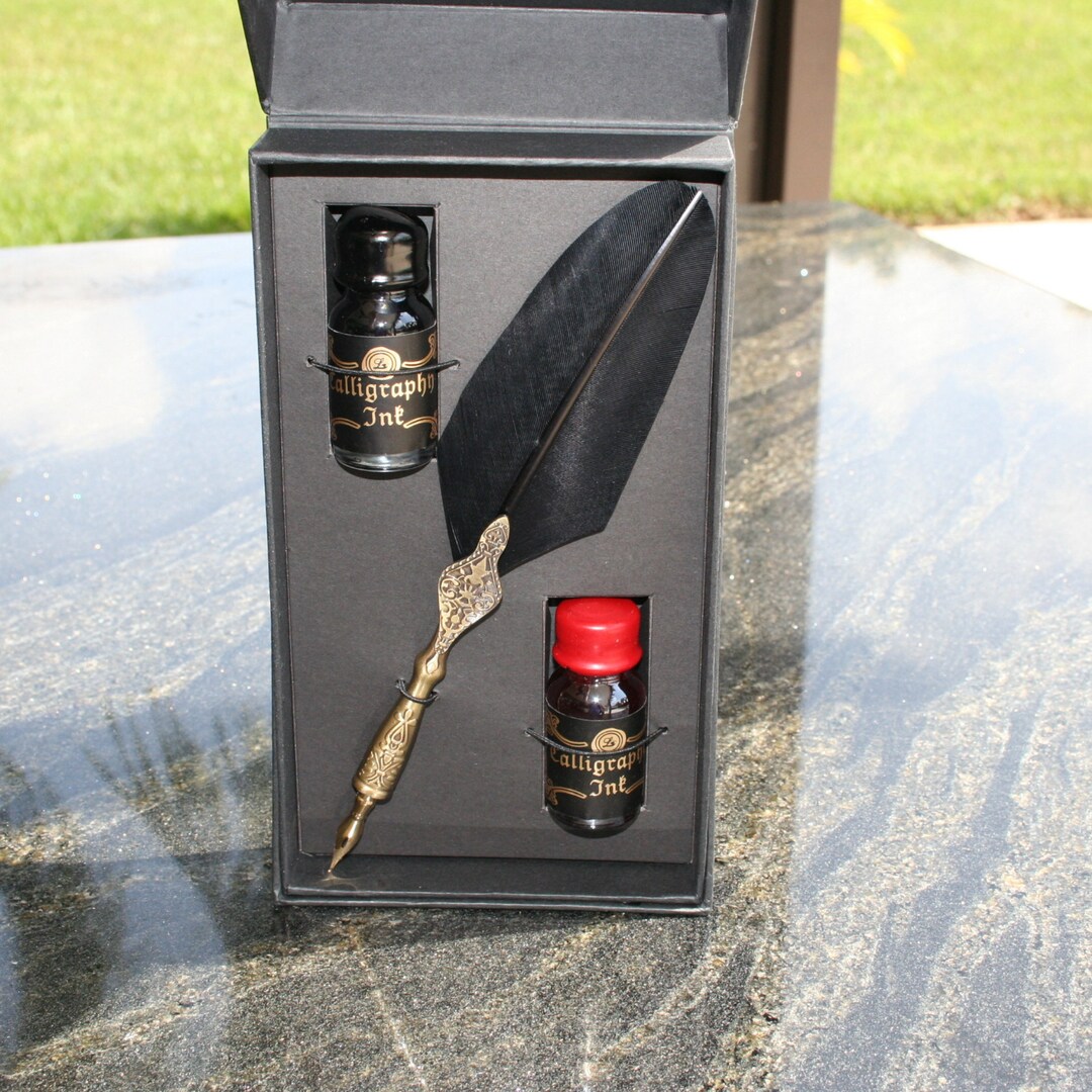 Steampunk Calligraphic Pen With Black and Amaranth Ink Set by Lo ...
