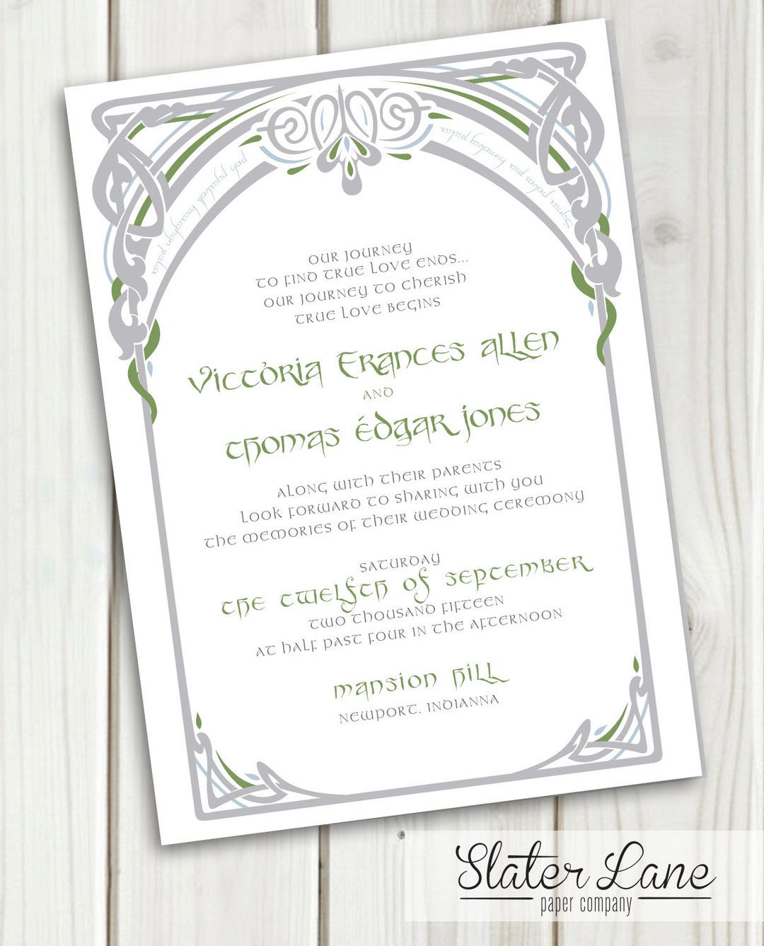 Lord of the Rings Wedding Invitation - DIY Printable - Lotr - Elvish ...