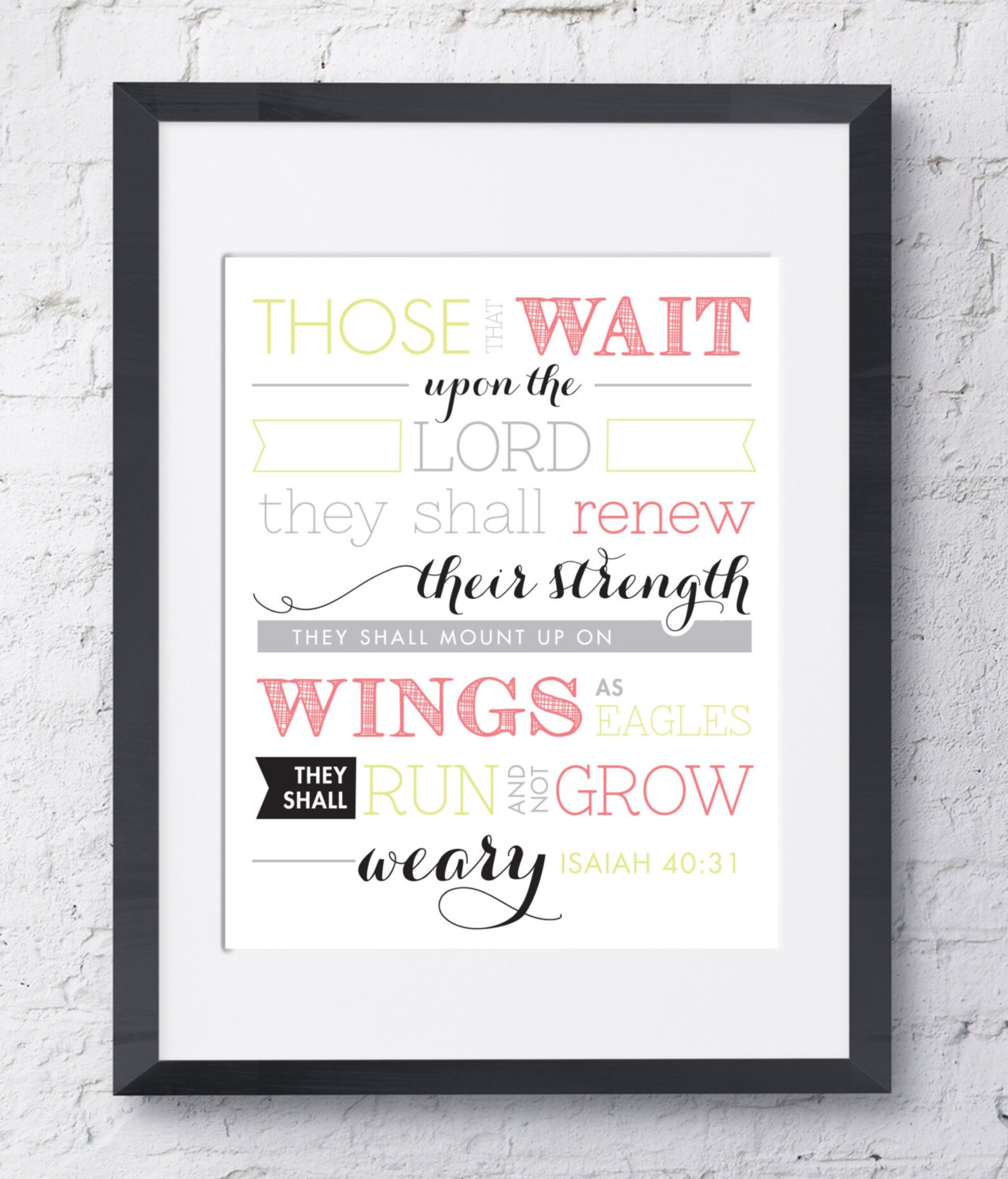 Bible Verse Wall Art Printable Isaiah 40:31 Fonts Typography ...