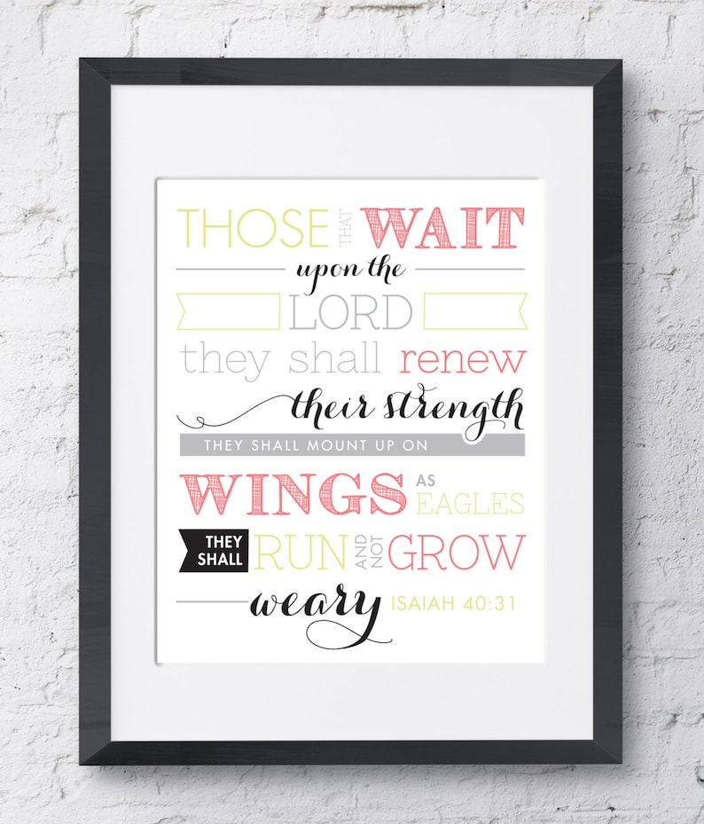 Bible Verse Wall Art Printable Isaiah 40:31 Fonts Typography ...