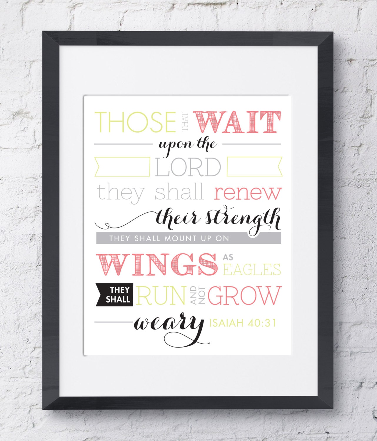 Bible Verse Wall Art Printable Isaiah 40:31 Fonts Typography ...