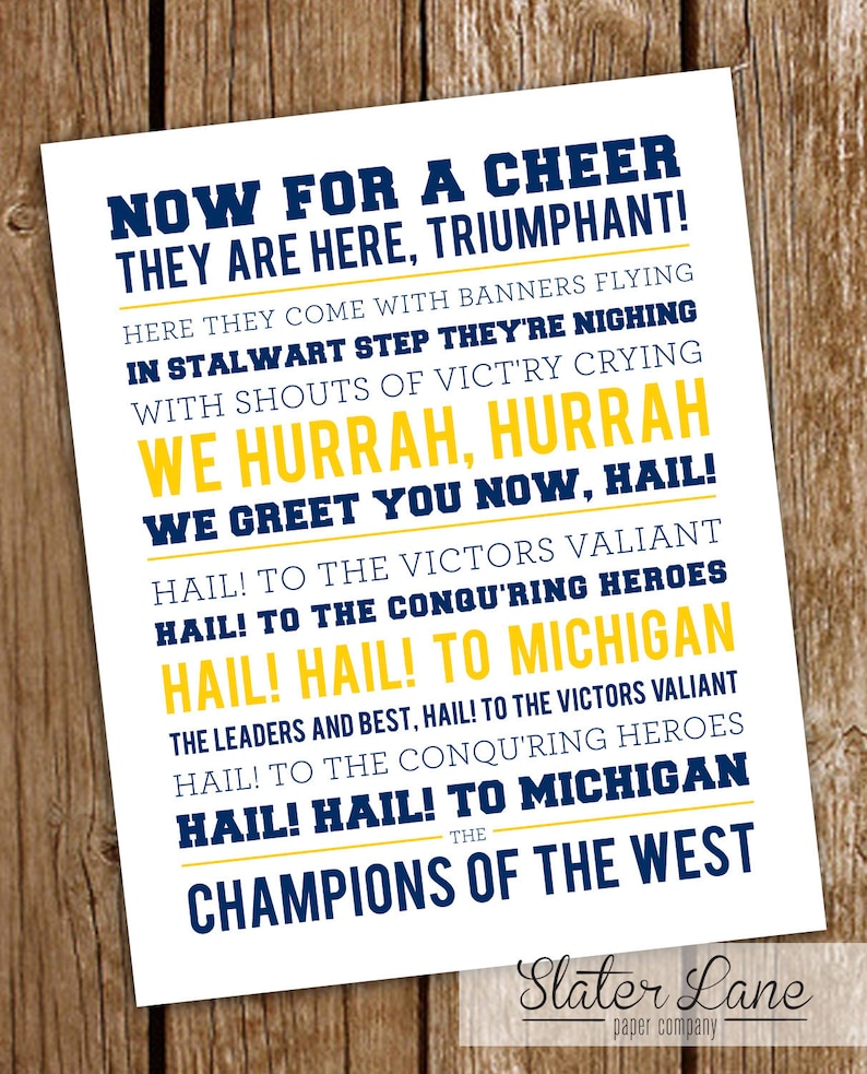 University of Michigan Fight Song Wall Art Printable - Etsy