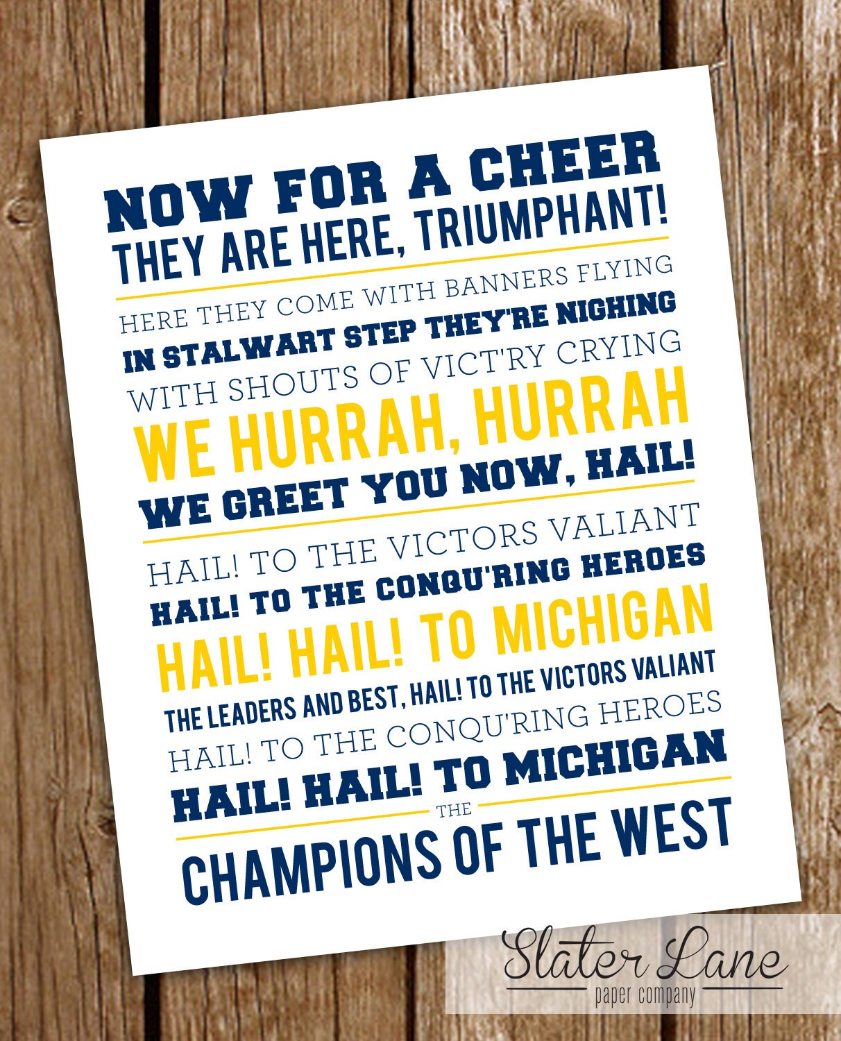 University of Michigan Fight Song Wall Art Printable | Etsy