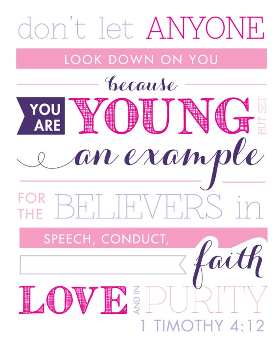 1 Timothy 4:12 Bright Scripture Printable Wall Art You Are An ...