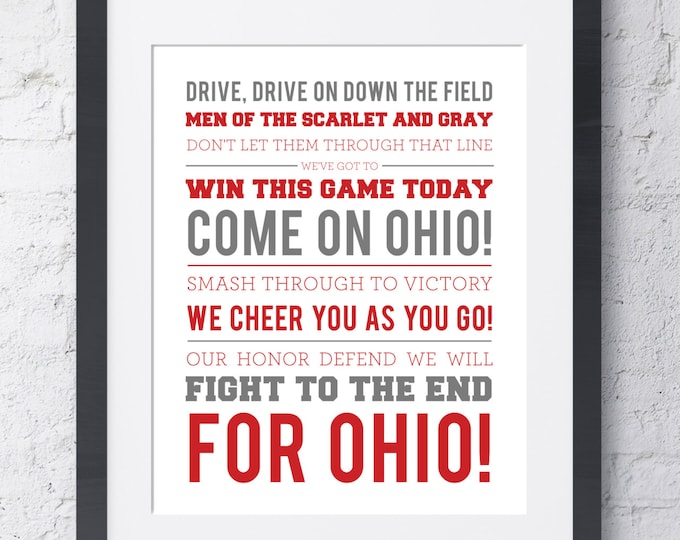 The Ohio State University Fight Song Wall Art - Printable Download ...