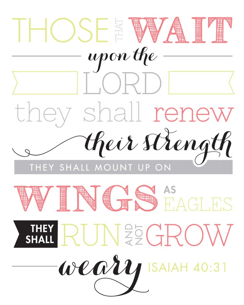 Bible Verse Wall Art Printable Isaiah 40:31 Fonts Typography ...