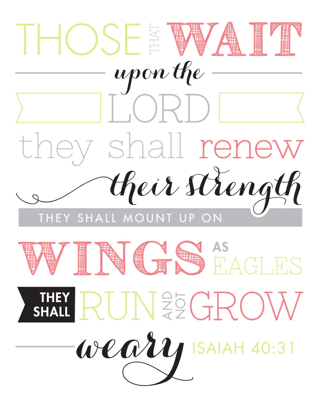 Bible Verse Wall Art Printable Isaiah 40:31 Fonts Typography ...