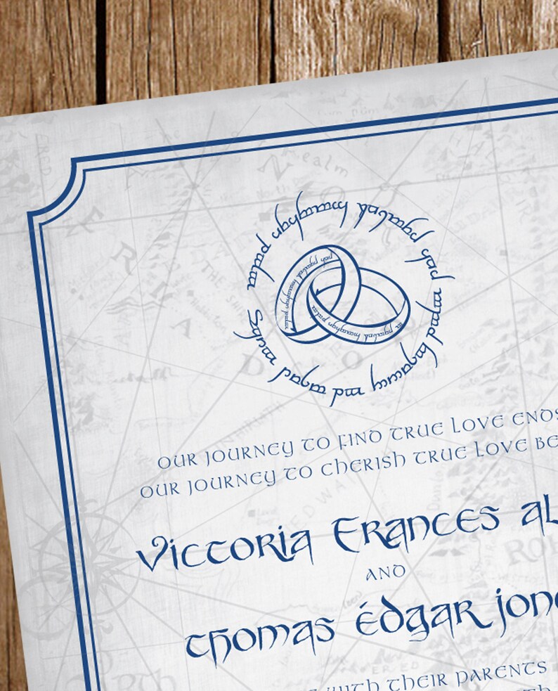 Lord of the Rings Wedding Invitation Map Mordor Elvish - Etsy