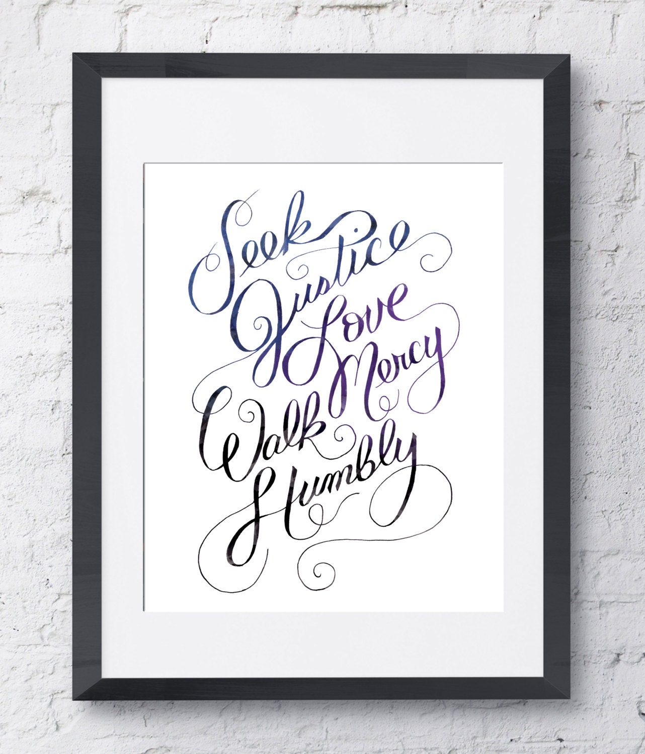 Micah 6:8 Illustrated Calligraphy Printable Seek Justice | Etsy