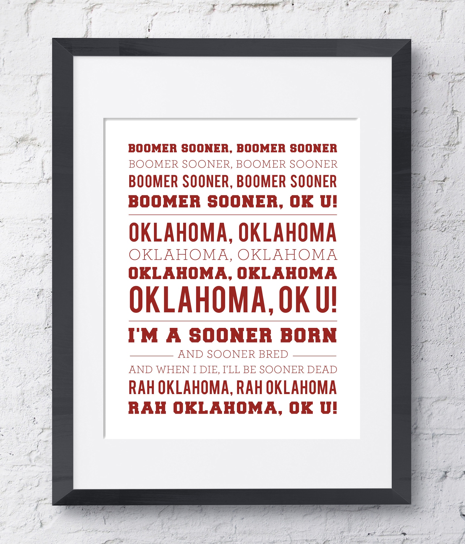 Oklahoma University Fight Song OKU Printable Download | Etsy