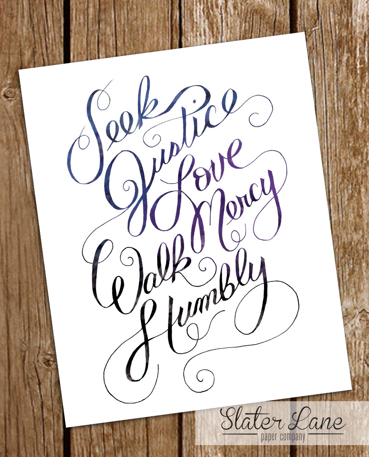 Micah 6:8 Illustrated Calligraphy Printable Seek Justice | Etsy