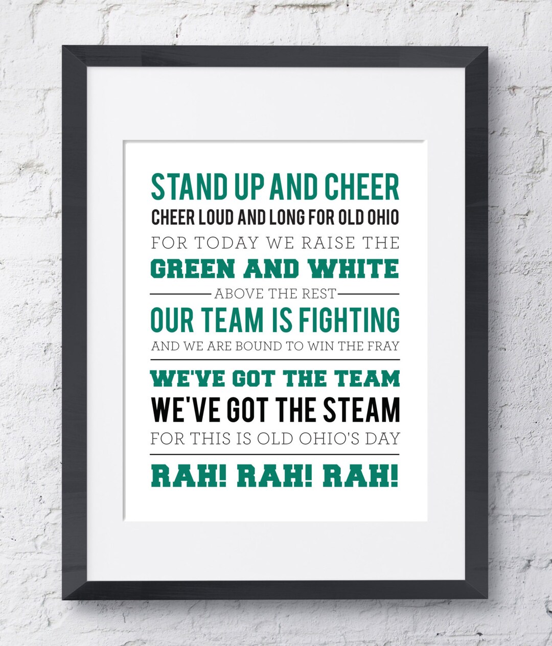 Ohio University Fight Song Wall Art - Printable Download - Green and ...