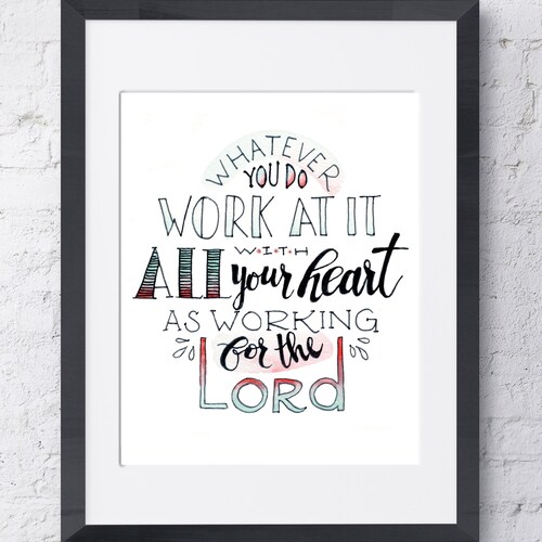 Colossians 3:23-24 Printable Bible Verse Art Print 8x10 - Etsy