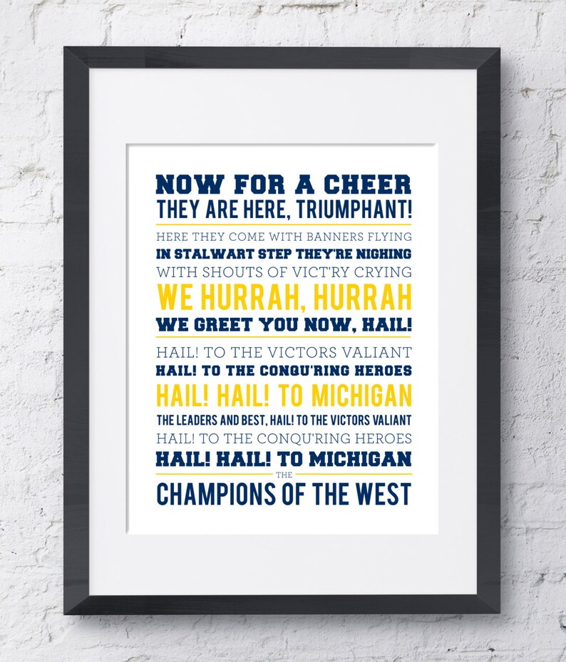 University of Michigan Fight Song Wall Art Printable | Etsy