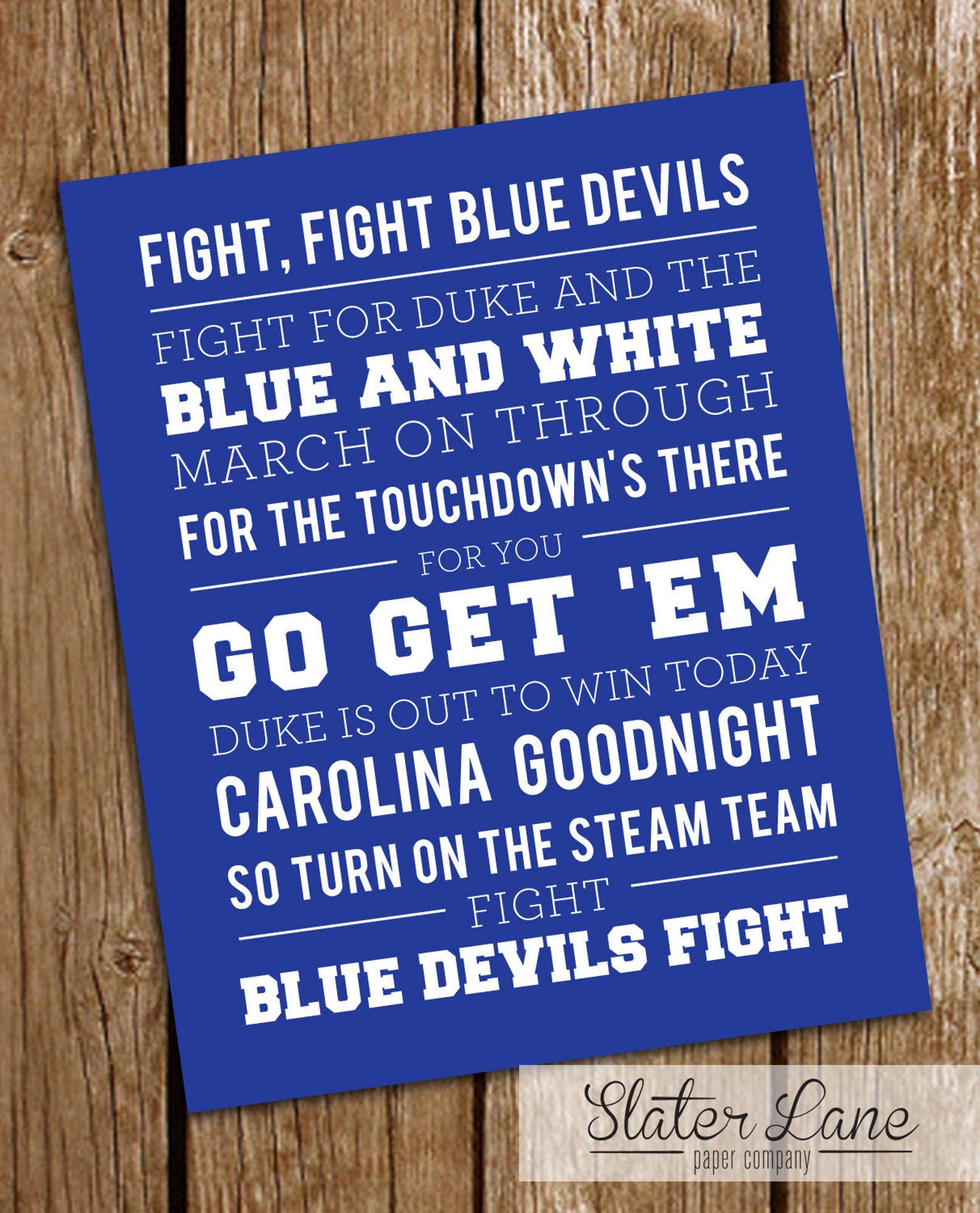 Duke University Fight Song Wall Art Printable Download - Etsy