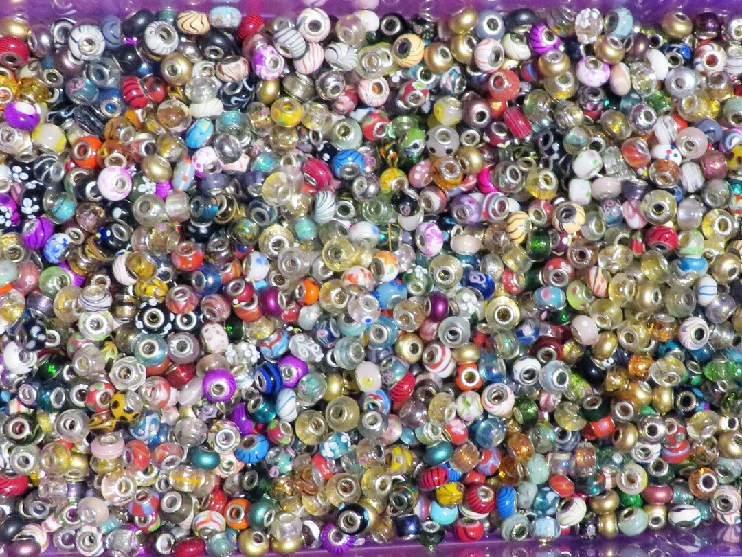 Mixed Style Large Hole Beads, 20pcs Multicoloured Lampwork & Glass ...