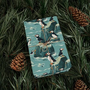 Puffin Wrapping Paper, Birthday Wrapping Paper, Gift Wrap, Penguin Gift ...