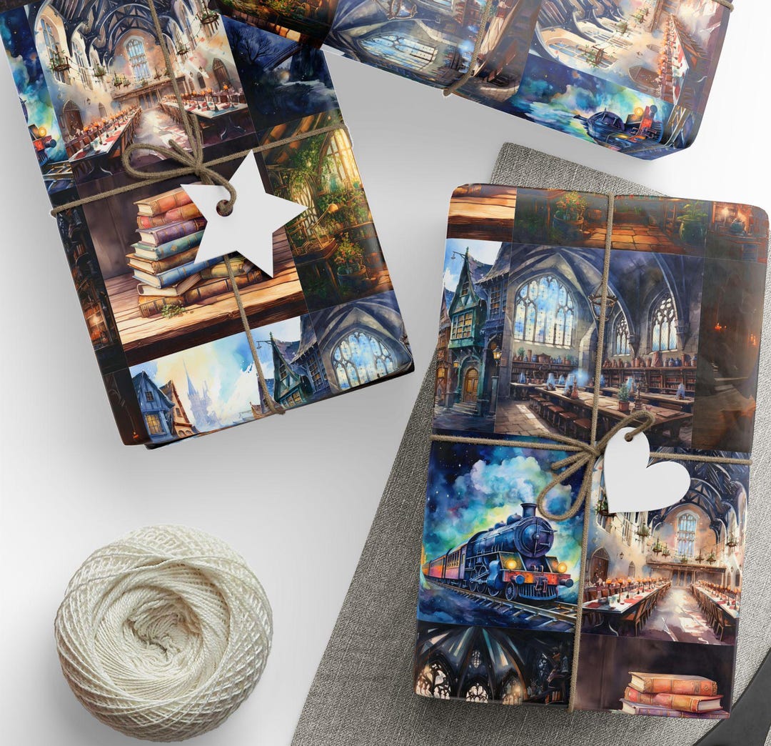 Wizard Wrapping Paper, Harry Potter Inspired Wrapping Paper, Gift Wrap ...