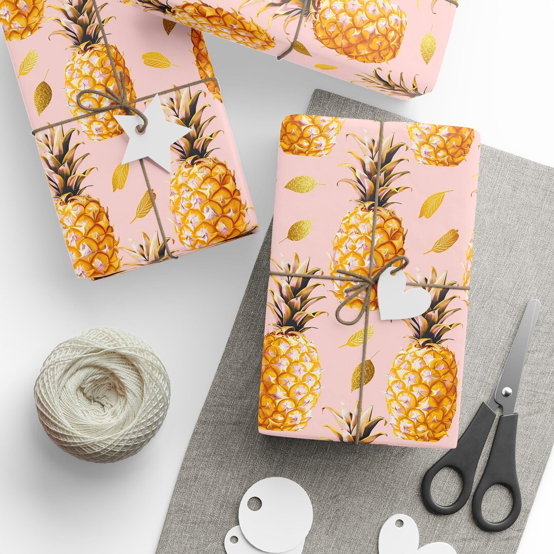 Pineapple Wrapping Paper, Fruit Wrapping Paper, Gift Wrap, Foodie Gift ...
